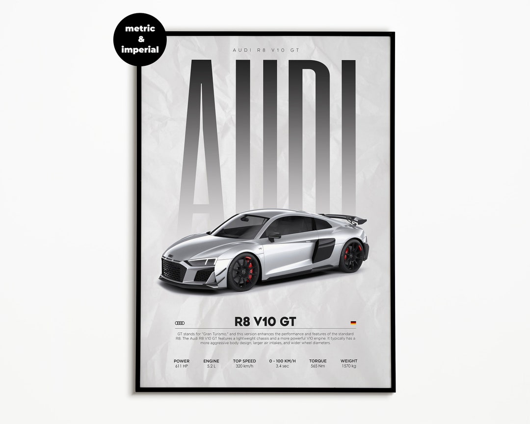 Audi R8 V10 GT Poster Digital Download Hyper Car Poster Super Car Print ...
