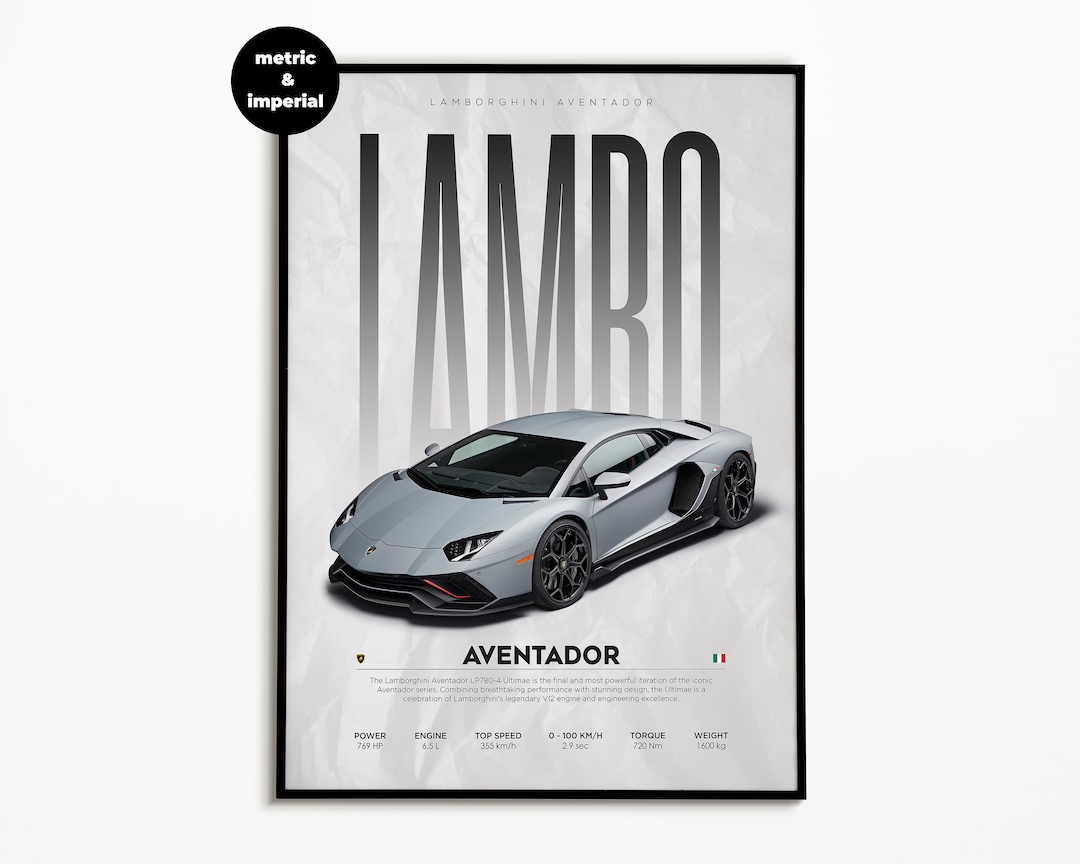 Lamborghini Aventador Poster Digital Download Hyper Car Poster Super ...