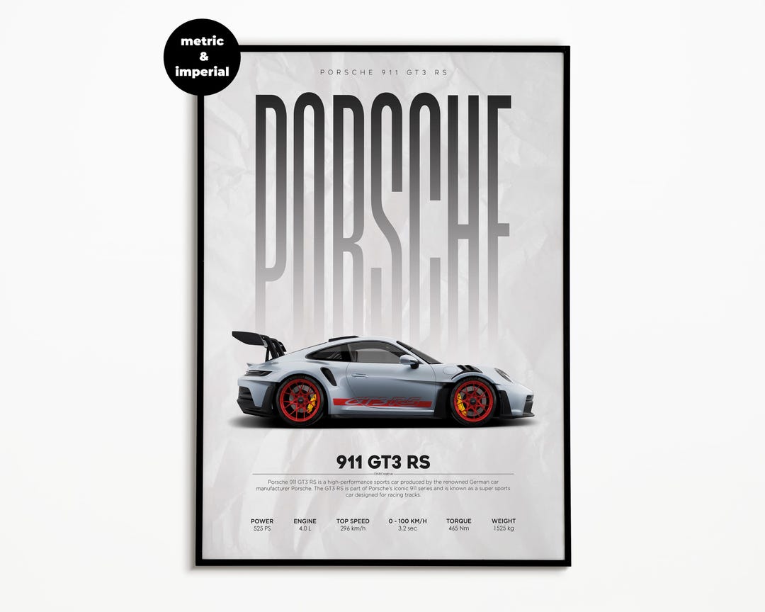 Porsche 911 GT3 RS Print | Porsche 992 | Car Print | Hyper Car Poster ...