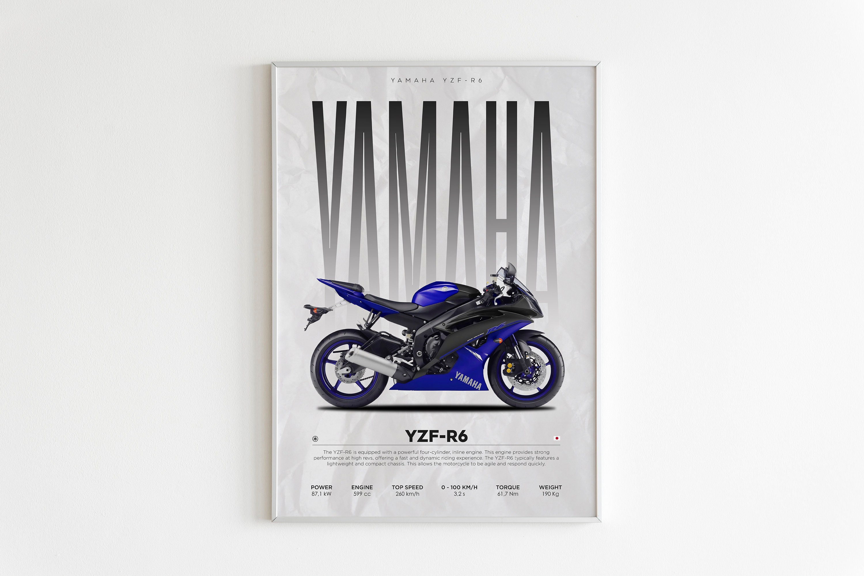 Yamaha YZF-R6 Poster Digital Download Hyper Motorcycle Poster Super ...