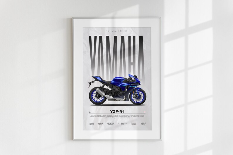 Yamaha YZF-R1 Poster Digital Download Hyper Motorcycle Poster Super ...