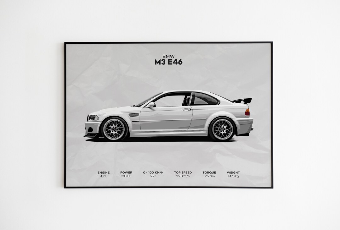 BMW M3 E46 Illustration Poster Digital Download Hyper Car Poster Super ...