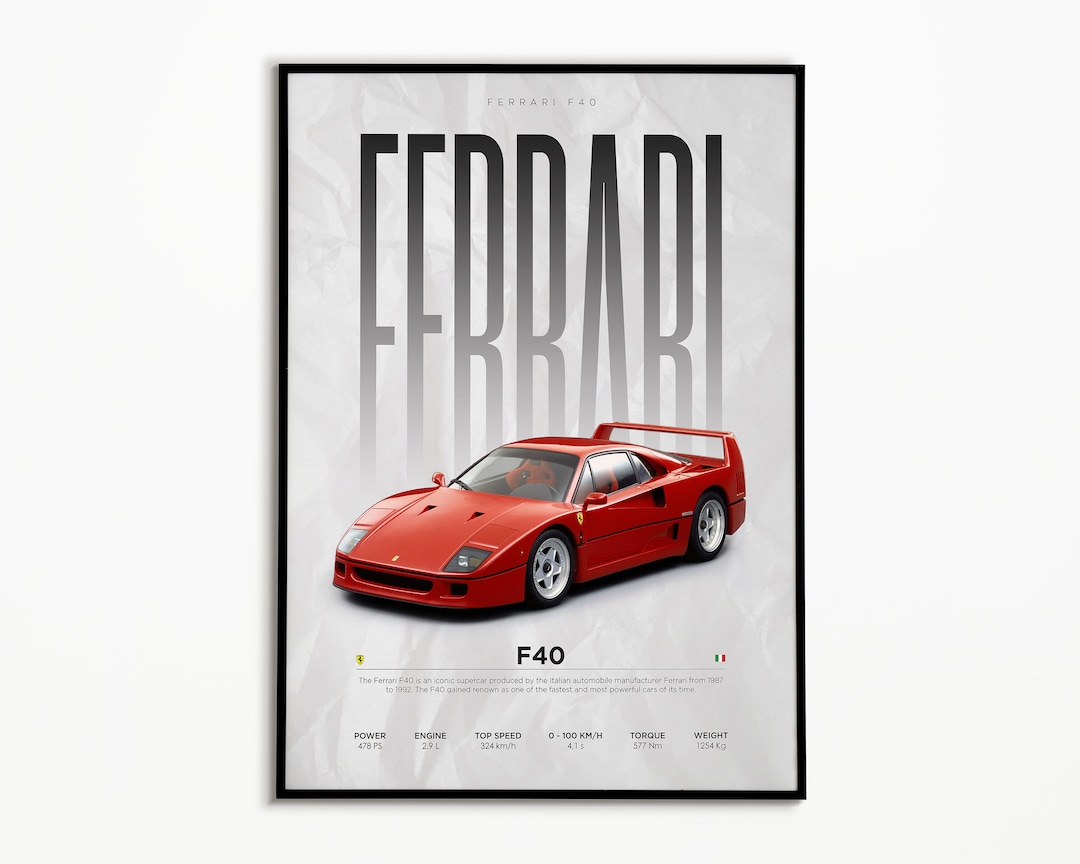 Ferrari F40 Poster Ferrari Poster Digital Download Hyper - Etsy