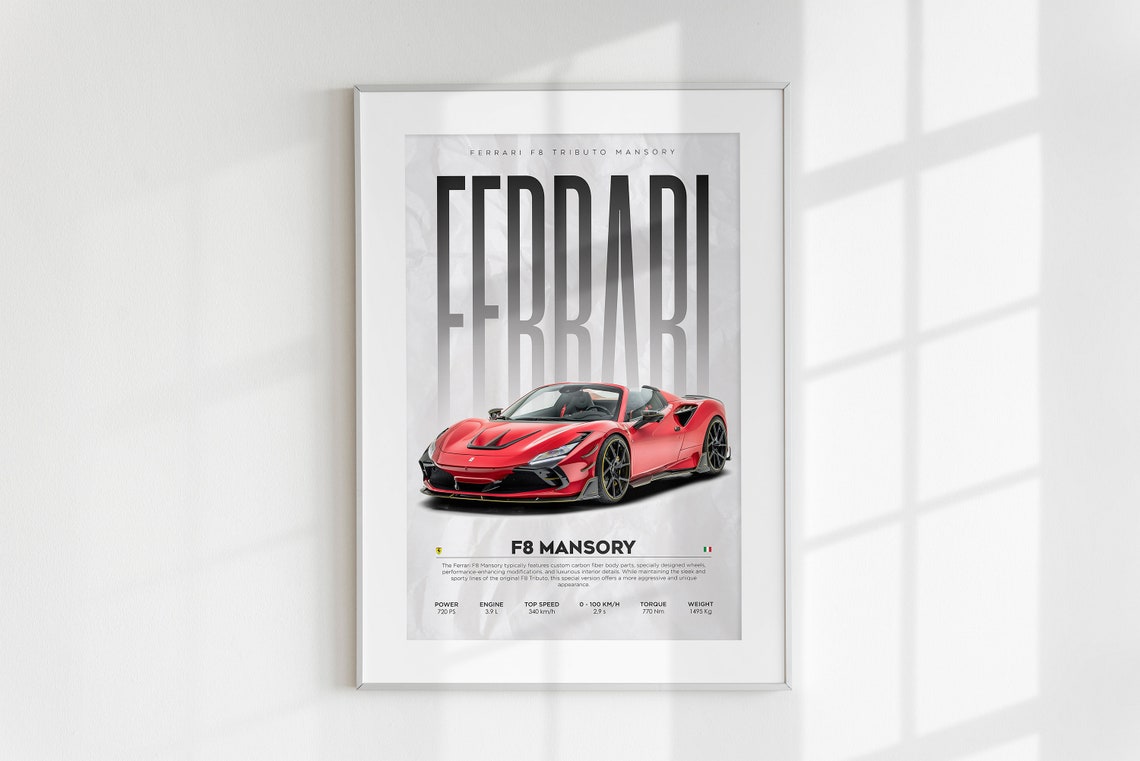Ferrari F8 Poster Mansory Poster Digital Download Hyper Car Poster ...