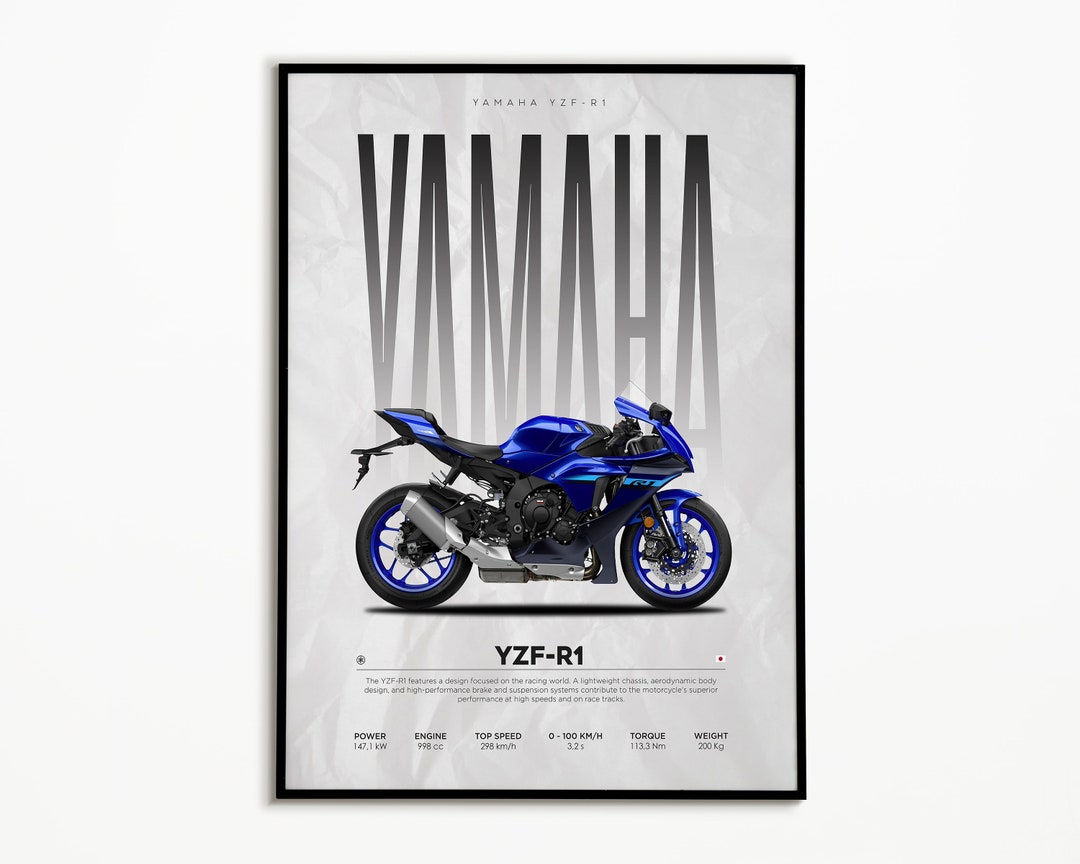 Yamaha YZF-R1 Poster | Digital Download | Hyper Motorcycle Poster ...