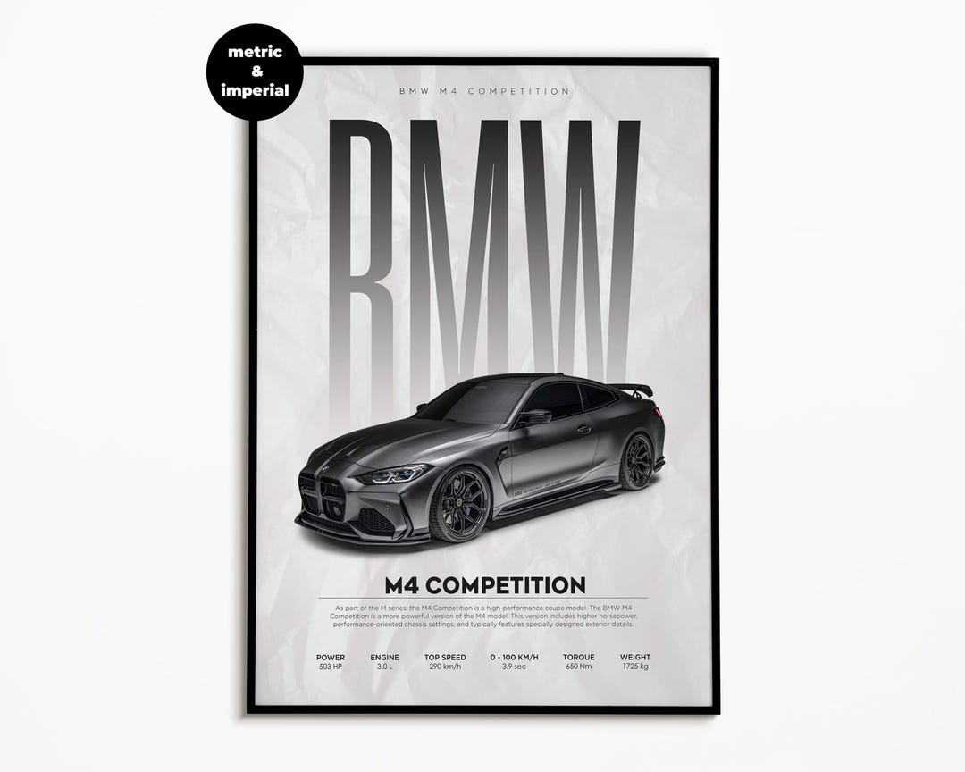 BMW M4 Competition Poster | Digital Download | Hyper Car Poster | Super ...