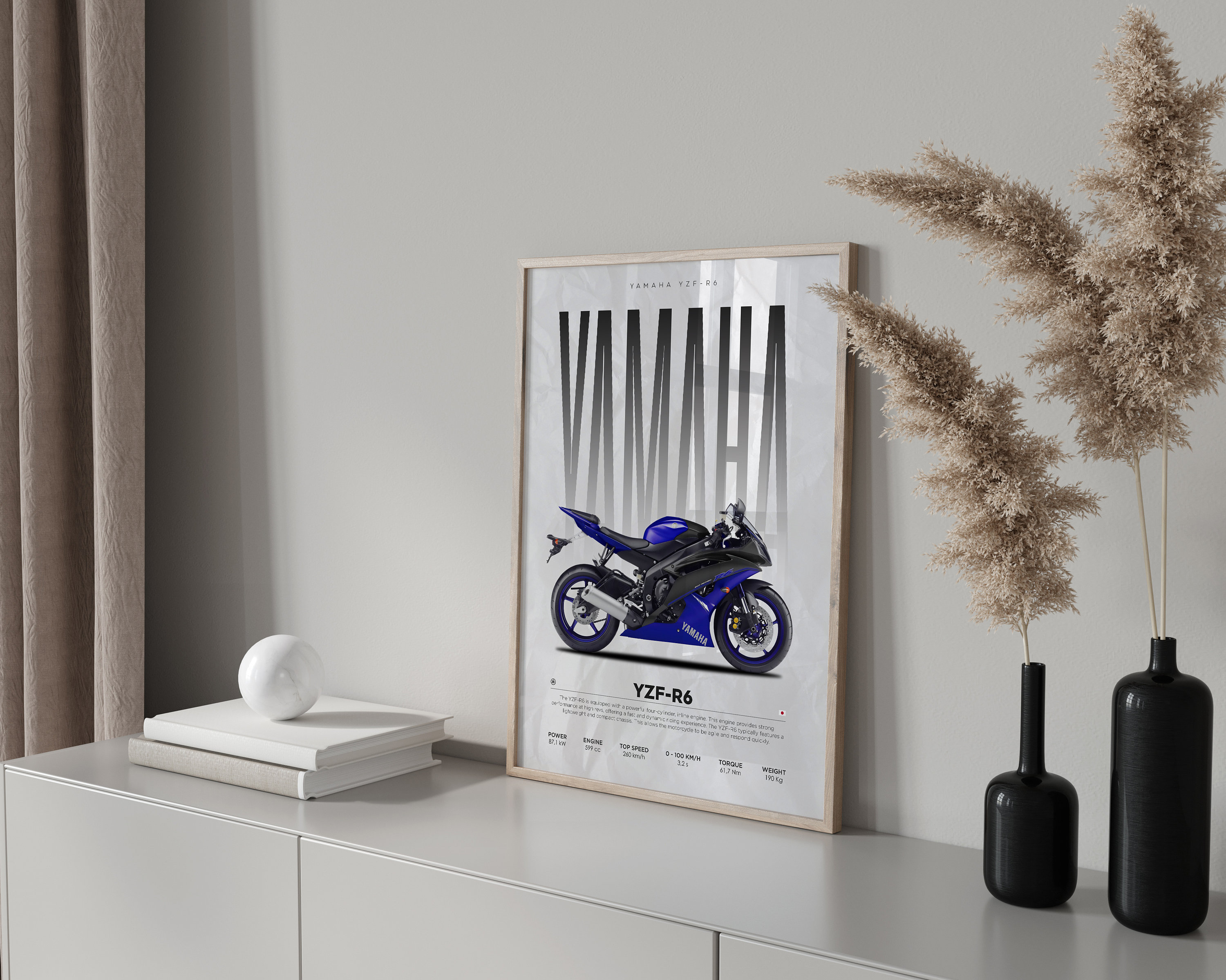 Yamaha YZF-R6 Poster Digital Download Hyper Motorcycle Poster Super ...