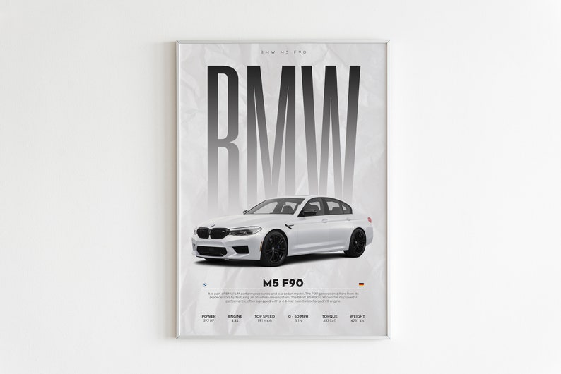 BMW M5 F90 Poster Digital Download Hyper Car Poster Super Car Print Art ...