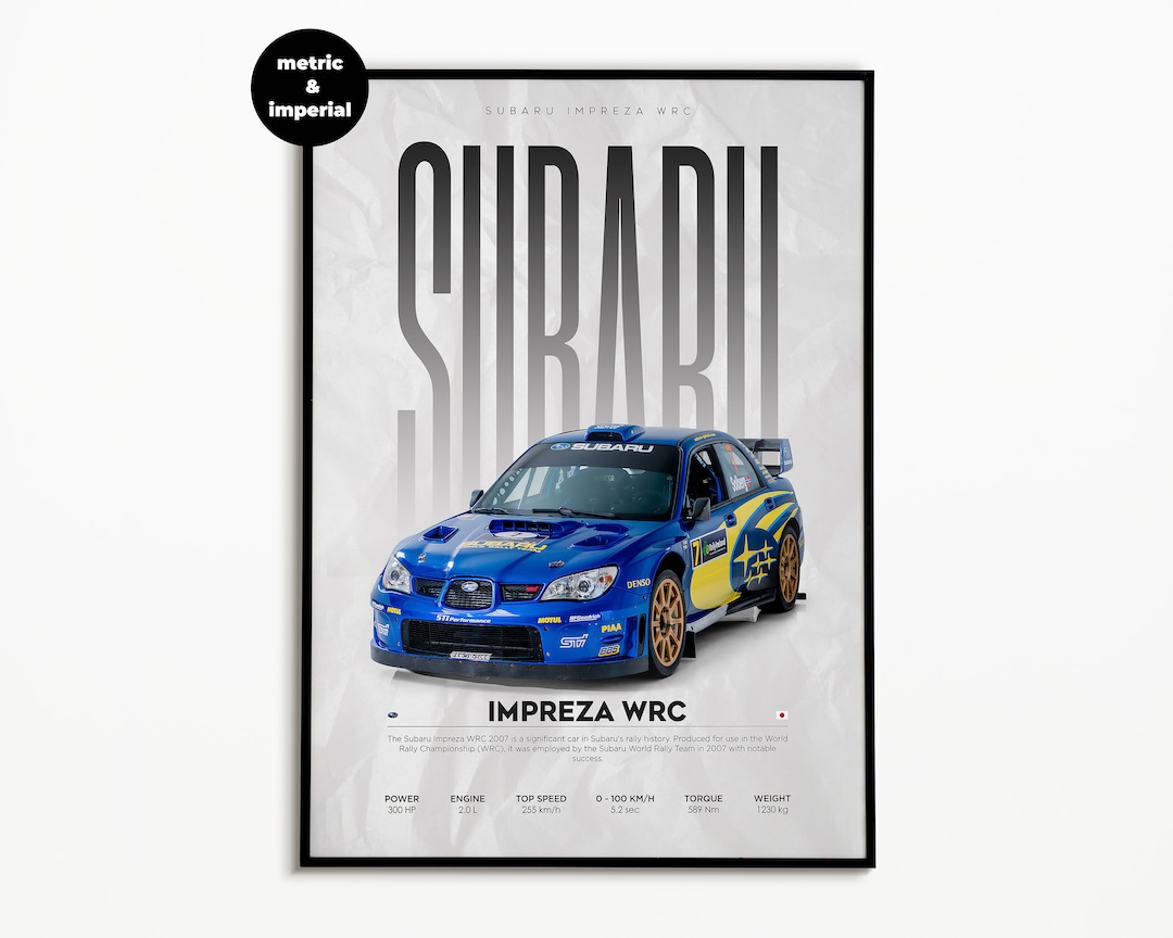 Subaru Impreza WRC Poster | Digital Download | Hyper Car Poster | Super ...