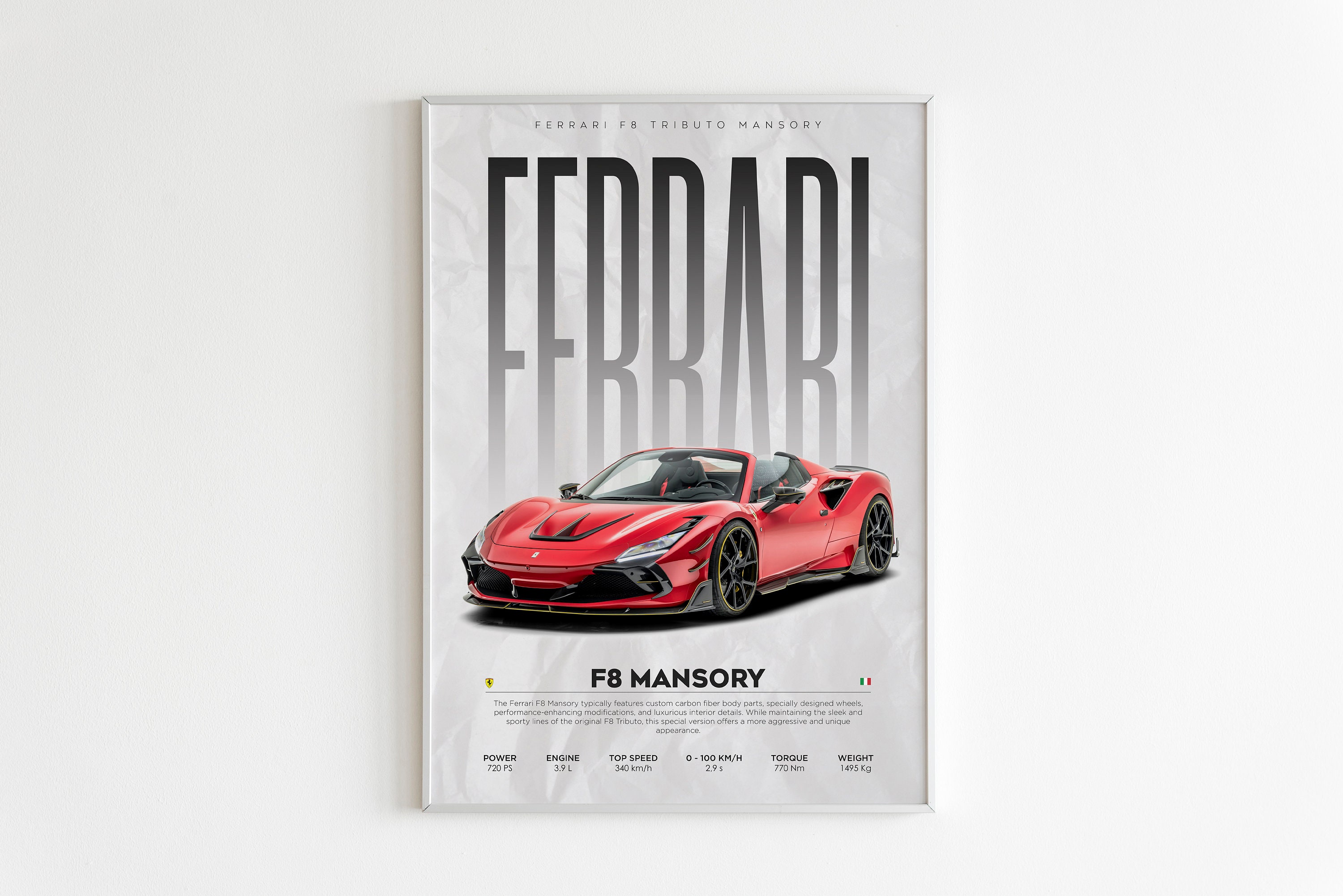 Ferrari F8 Poster Mansory Poster Digital Download Hyper Car Poster ...