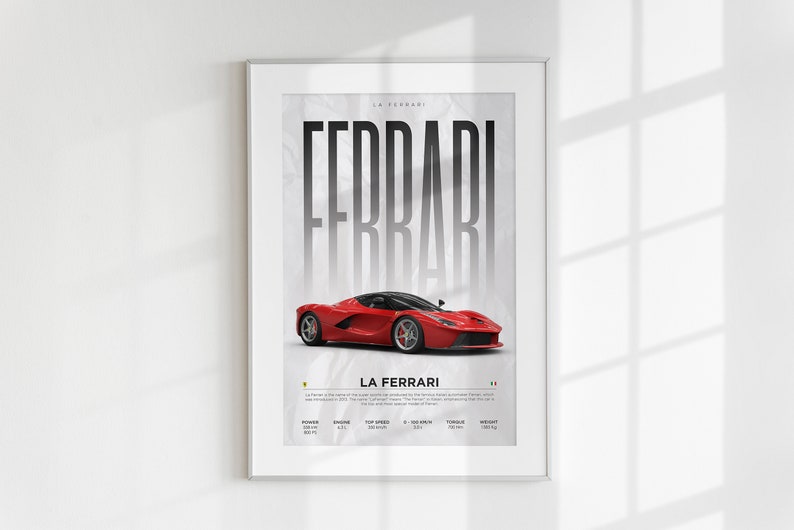 La Ferrari Poster Ferrari Poster Digital Download Hyper - Etsy