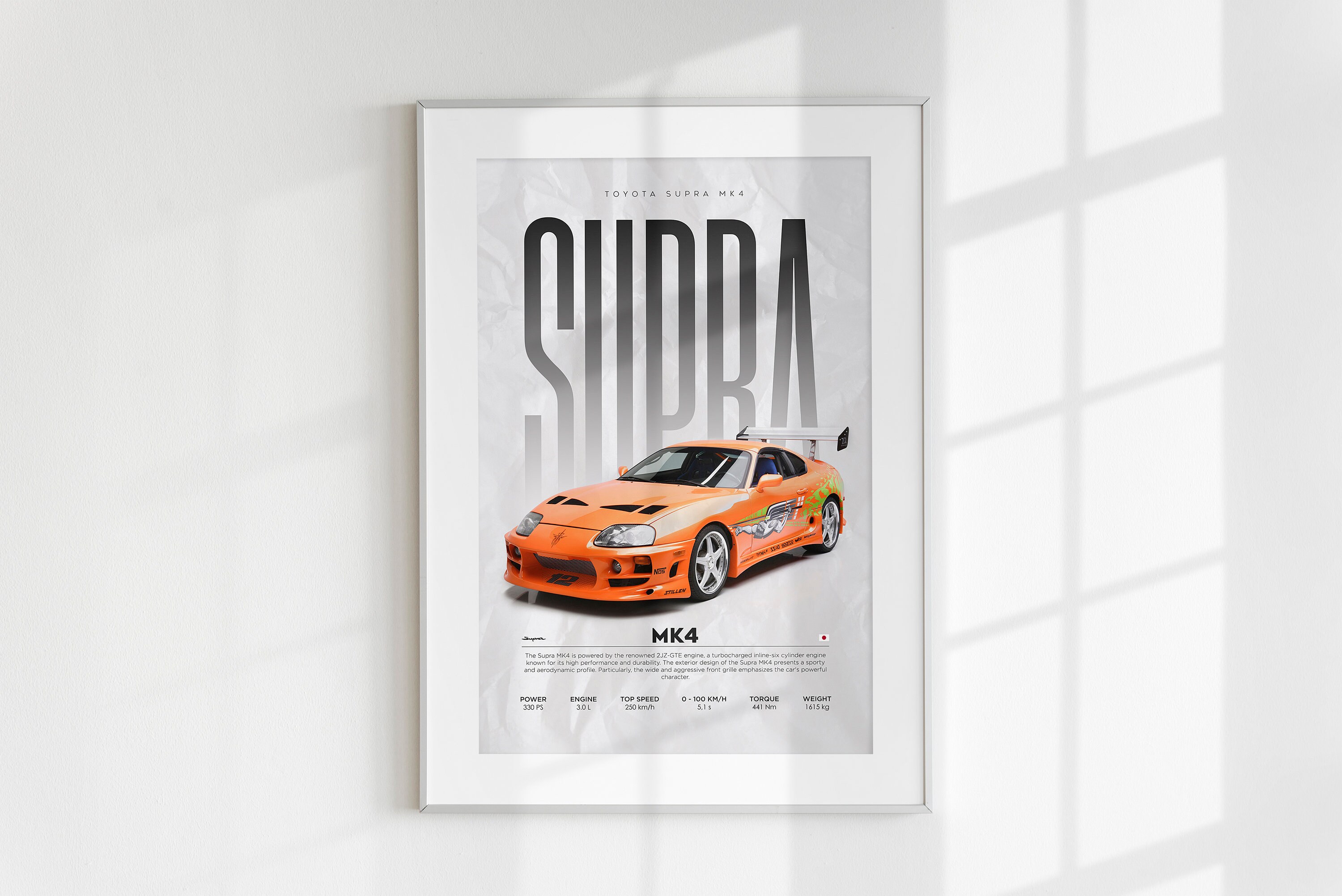 Toyota Supra MK4 Poster Digital Download Hyper Car Poster Super Car ...