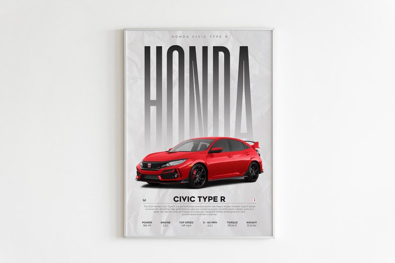 Honda Civic Type R Poster Digital Download Hyper Car Poster Super Car ...