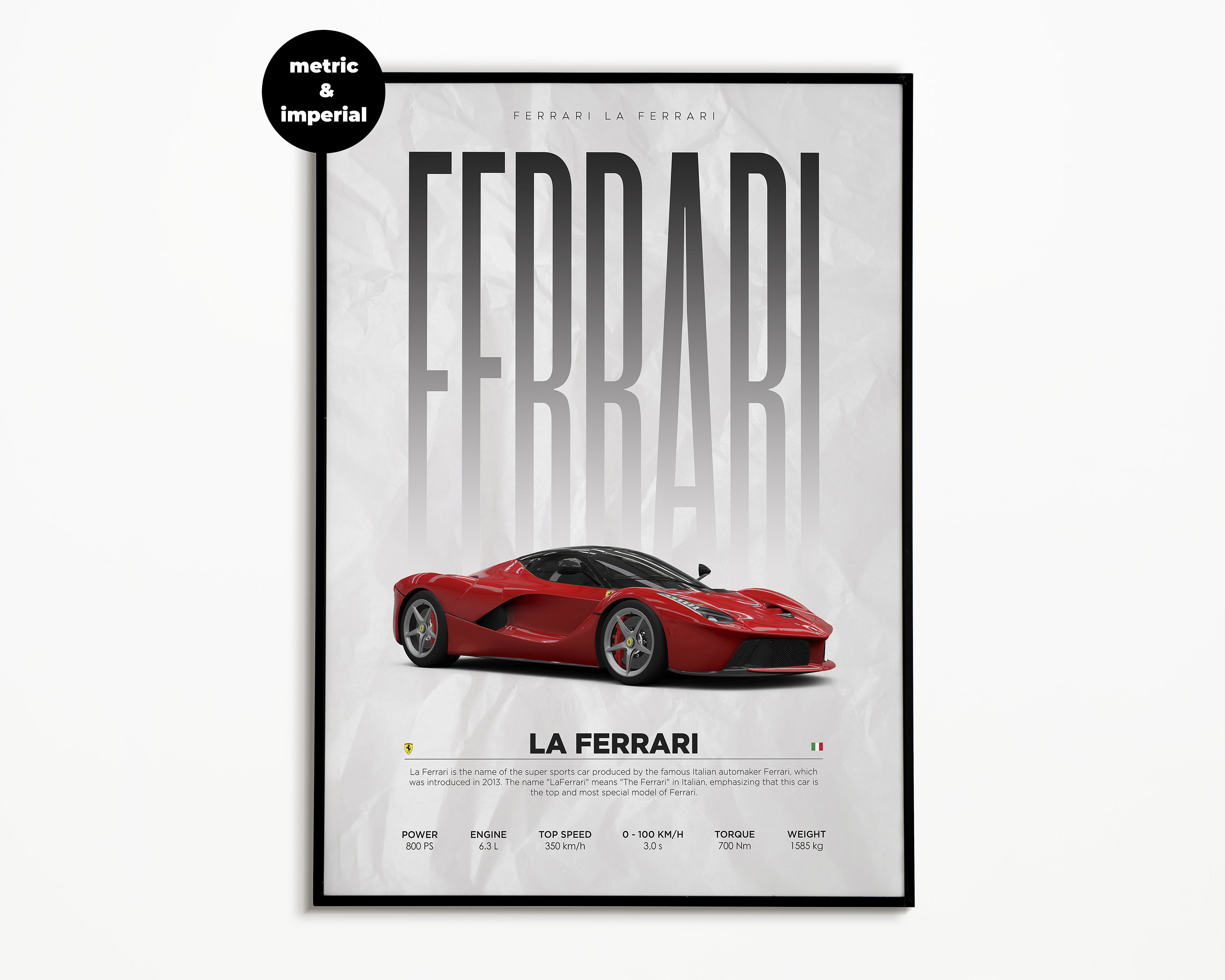 La Ferrari Poster Ferrari Poster Digital Download Hyper Car Poster ...