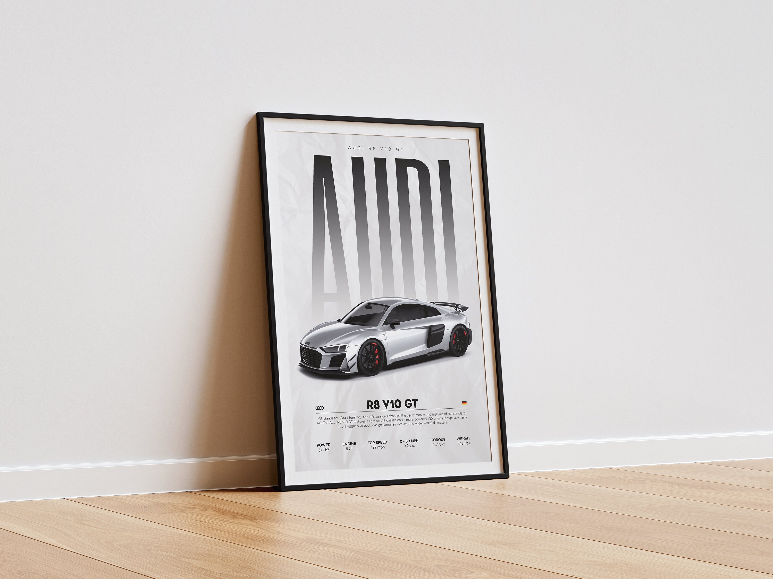 Audi R8 V10 GT Poster Digital Download Hyper Car Poster Super Car Print ...