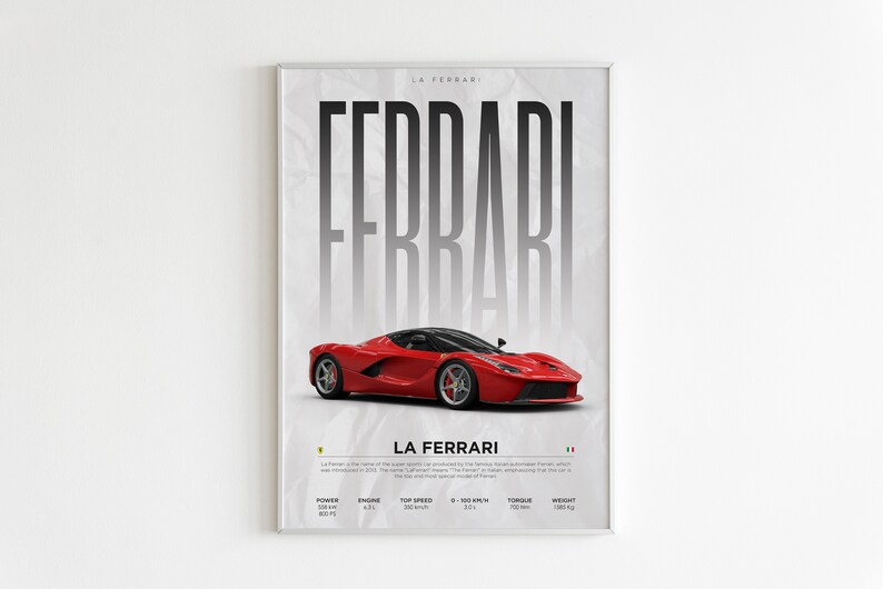 La Ferrari Poster Ferrari Poster Digital Download Hyper - Etsy