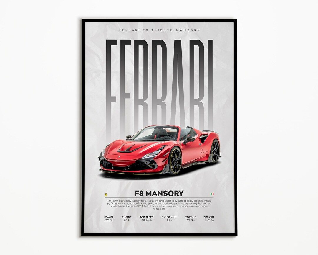 Ferrari F8 Poster Mansory Poster Digital Download Hyper Car Poster ...