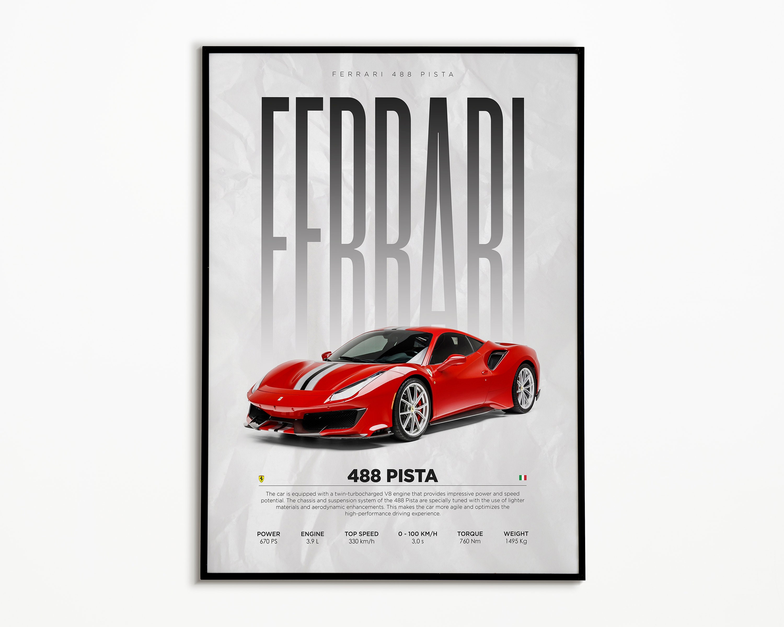 Ferrari 488 Pista Poster Digital Download Hyper Car Poster Super Car ...
