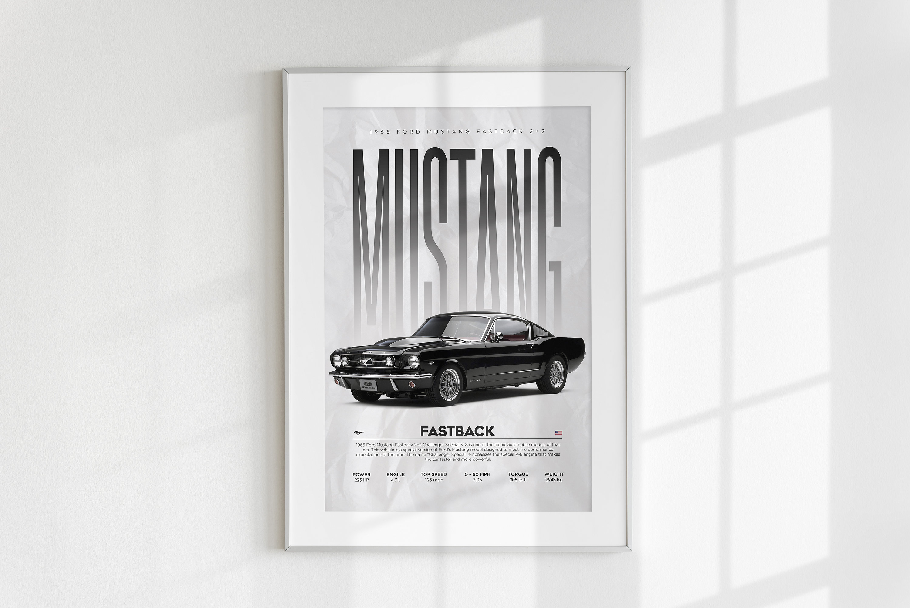 1965 Ford Mustang Poster Digital Download Hyper Car Poster Super Car ...