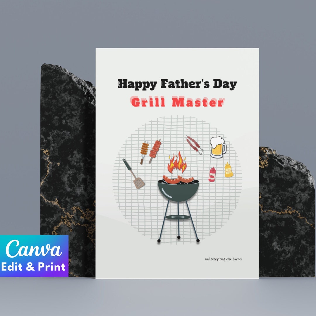 Happy Father's Day Grill Master Card Funny Sweet DIY Printable BBQ Dad ...