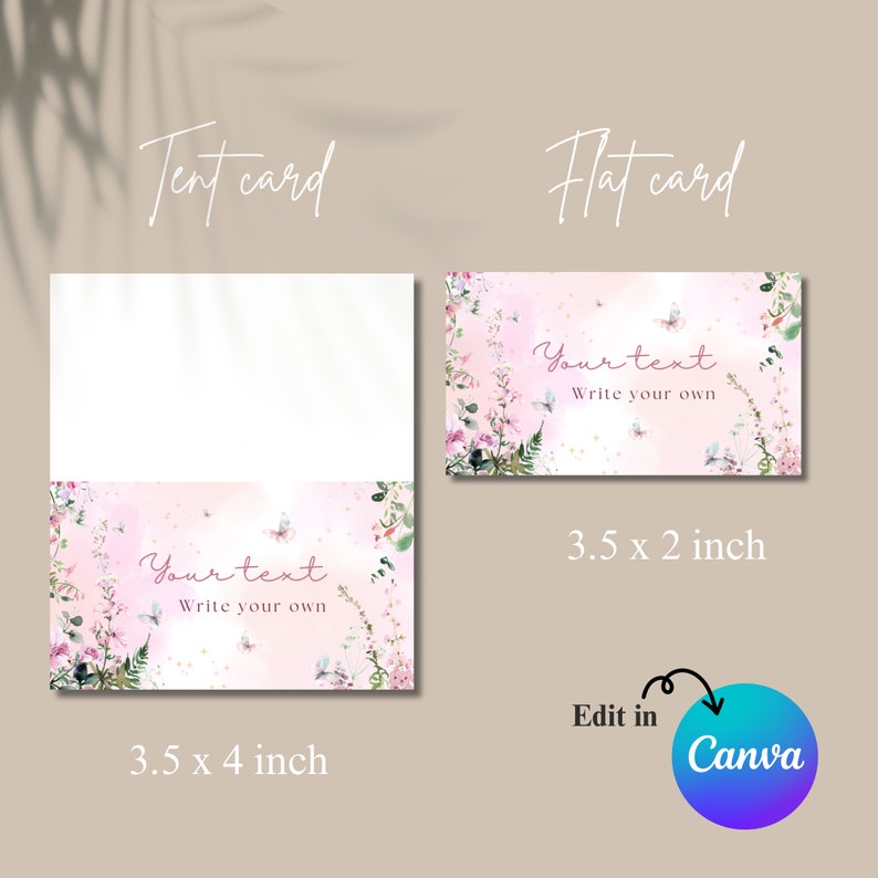 Editable Fairy First Birthday Tent Cards Pastel & Pink Food Label ...