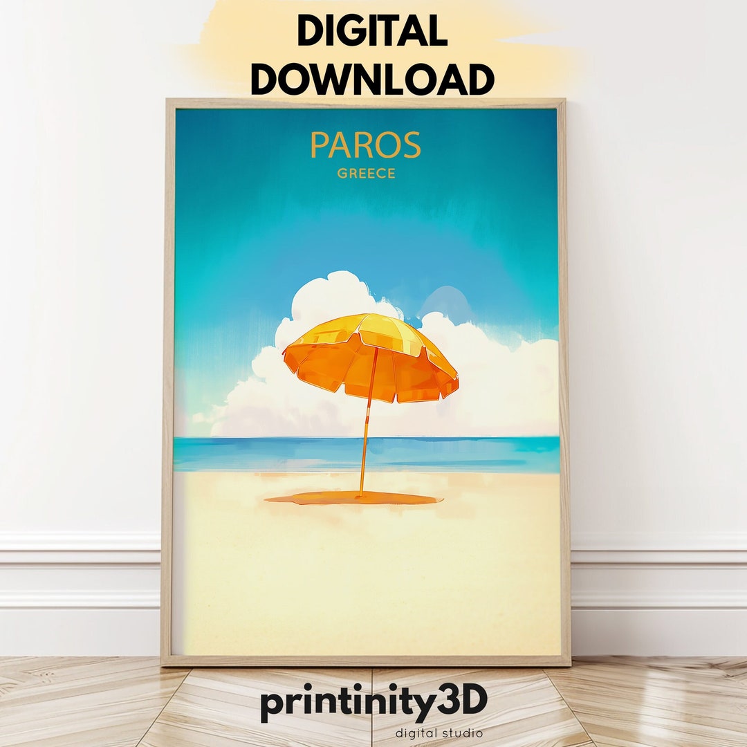 Paros Island Art Print - Abstract Greek Oil Painting Style, Perfect Bar ...