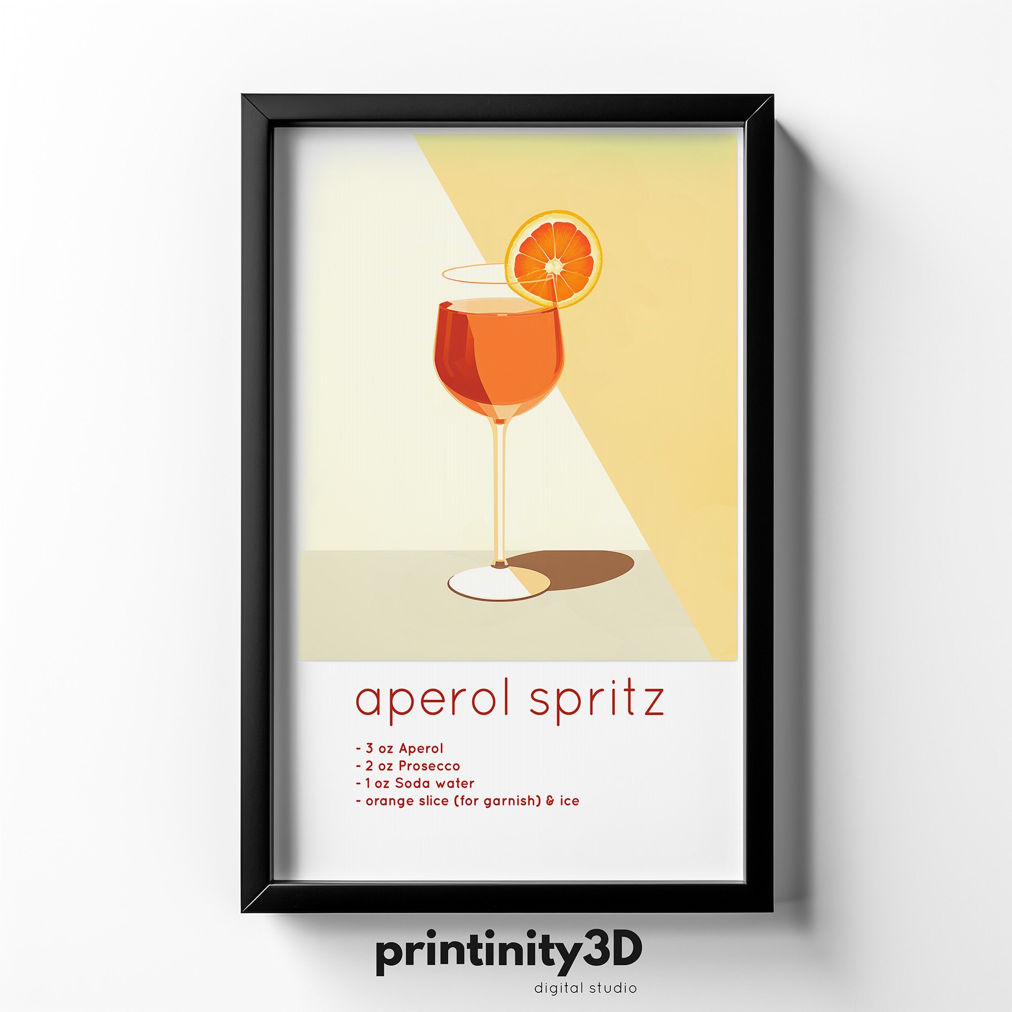 Aperol Spritz Cocktail Print, Bar Drinks Recipee Posters, Barman Wall ...