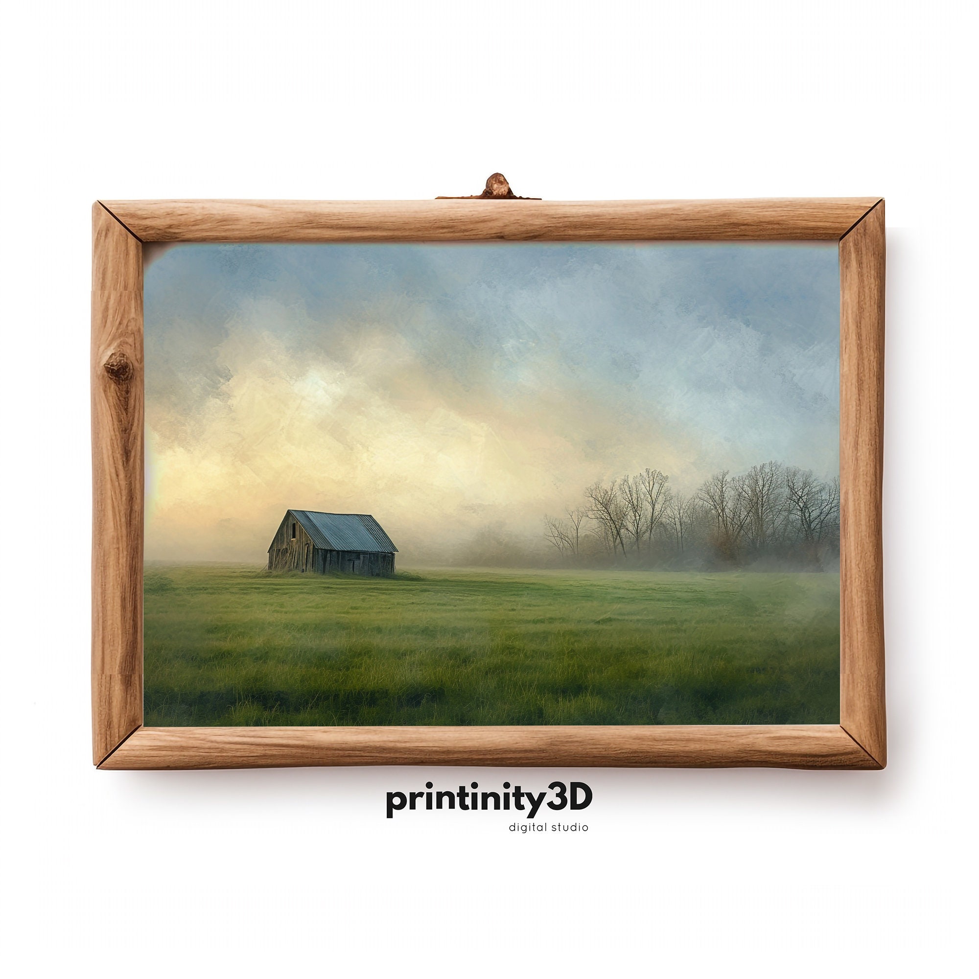 Printable Rustic Barn Artwork Vintage Farmhouse Oil Painting Aesthetic ...