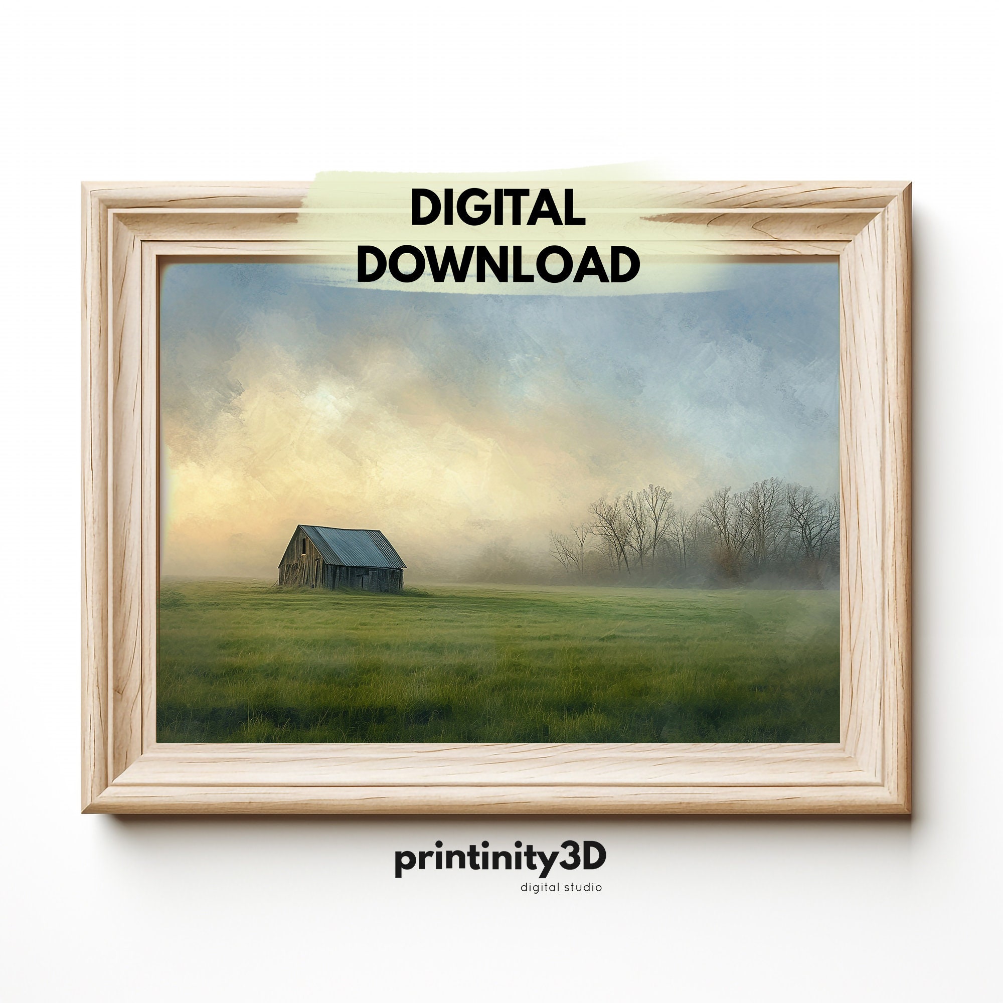Printable Rustic Barn Artwork Vintage Farmhouse Oil Painting Aesthetic ...