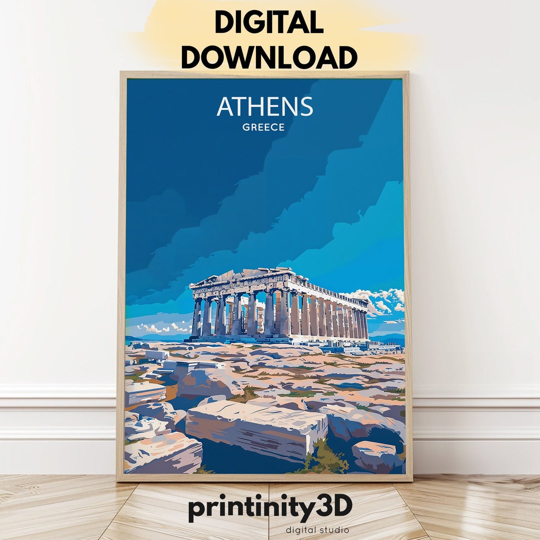The Parthenon in Athens Printable Wall Art, Akropolis in Greece Print ...