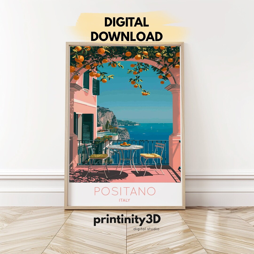 Customized Print of Positano, Italy - Pastel Colors Decor for Your ...