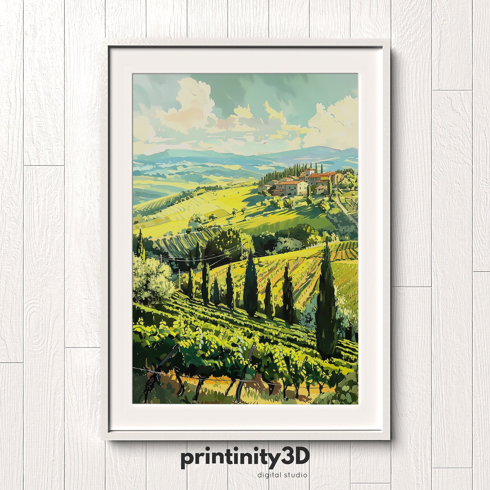 Tuscany Italy Wine Fields Art Print, Italian Vineyards Region Printable ...