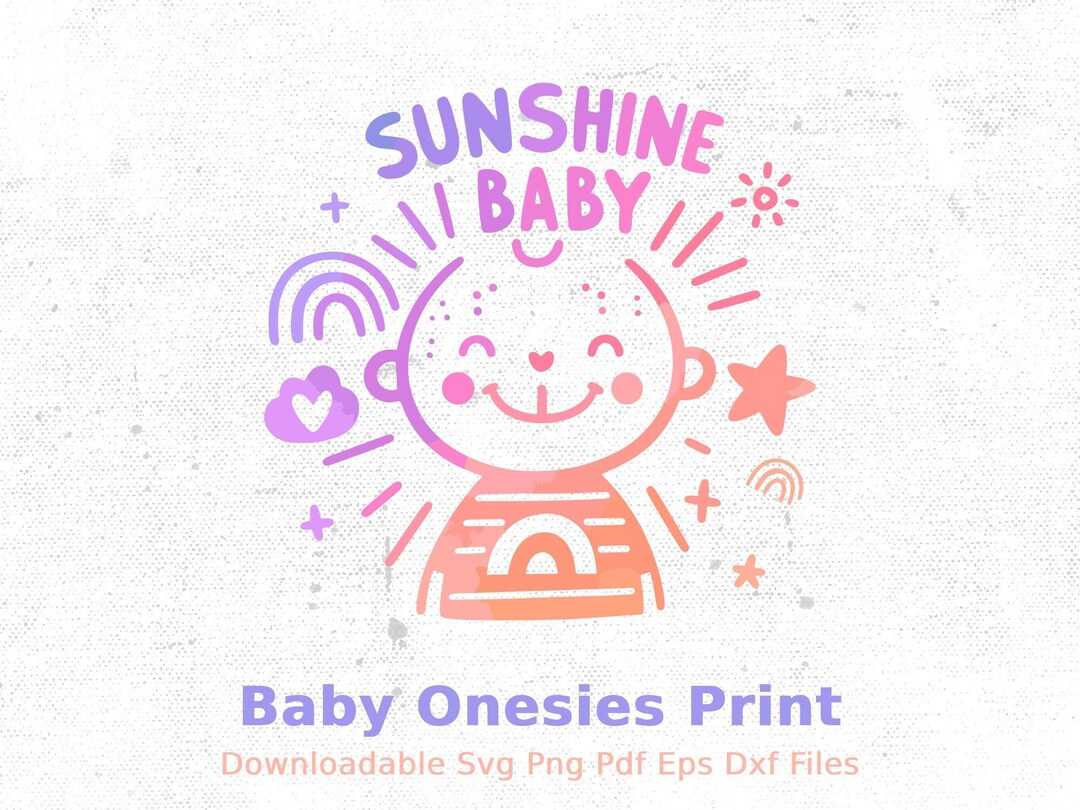 Sunshine Baby Clothing PNG Print, Cute Baby Nursery Wall Art Printable ...