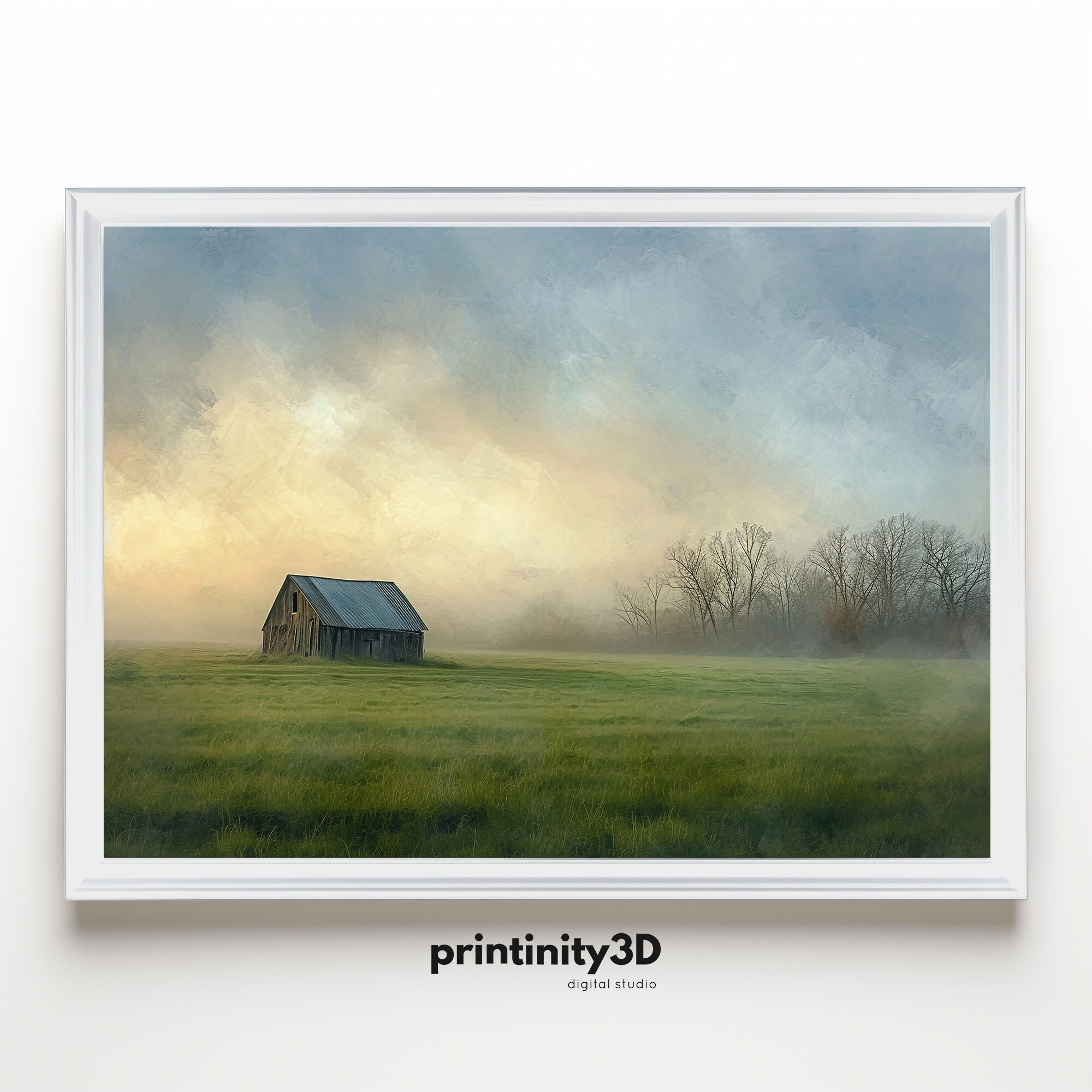 Printable Rustic Barn Artwork Vintage Farmhouse Oil Painting Aesthetic ...