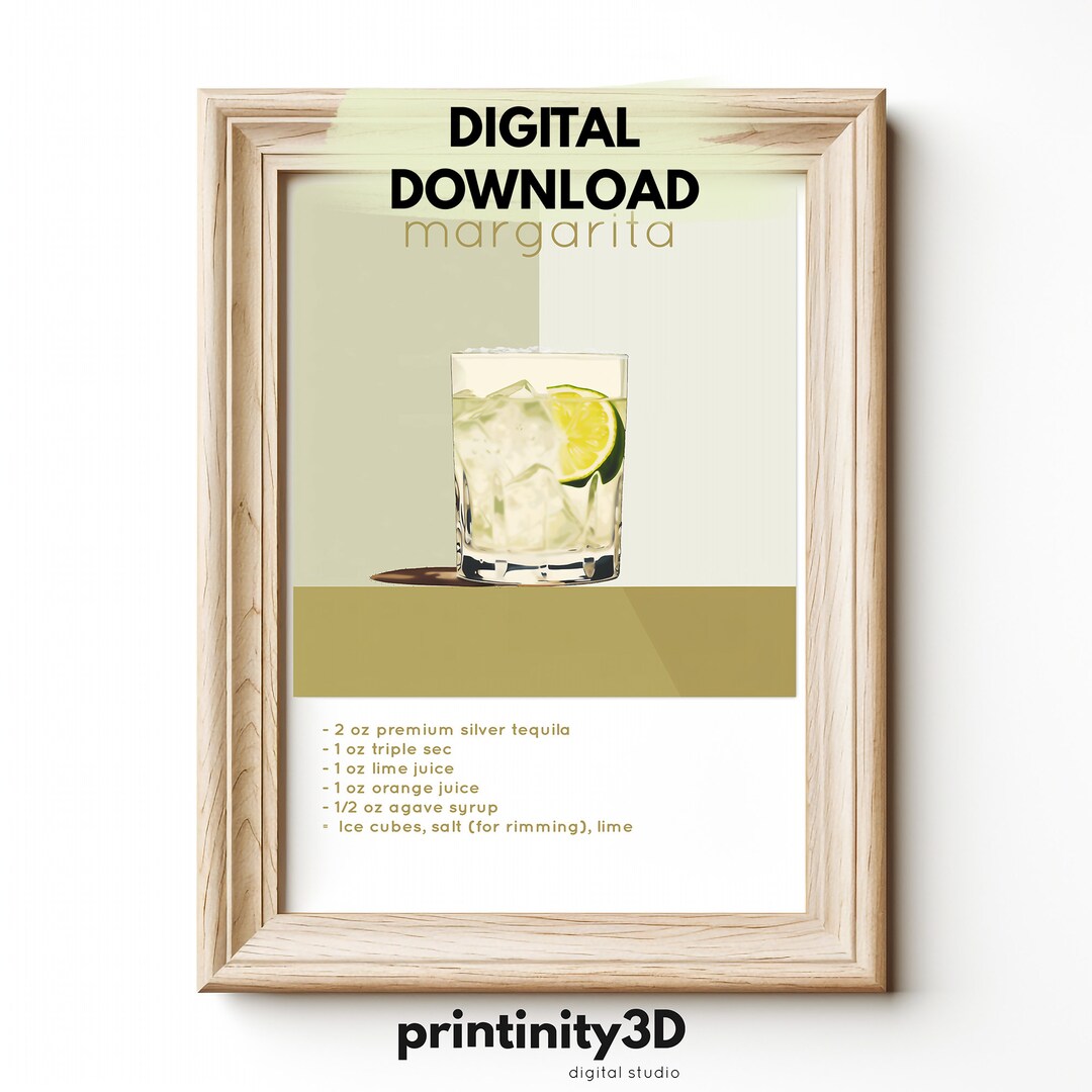 Margarita Digital Art Print, Cocktail Bar Mixology Poster, Mixologist ...