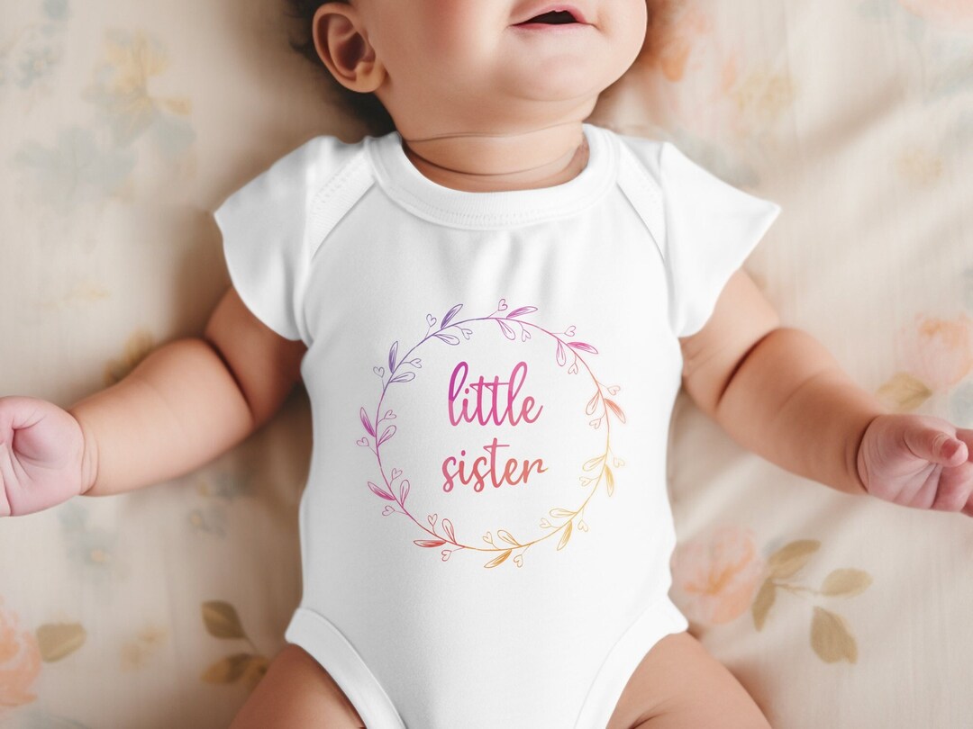 Little Sister SVG T-shirt Print, Cute Baby Sister SVG Text, DIY Baby ...