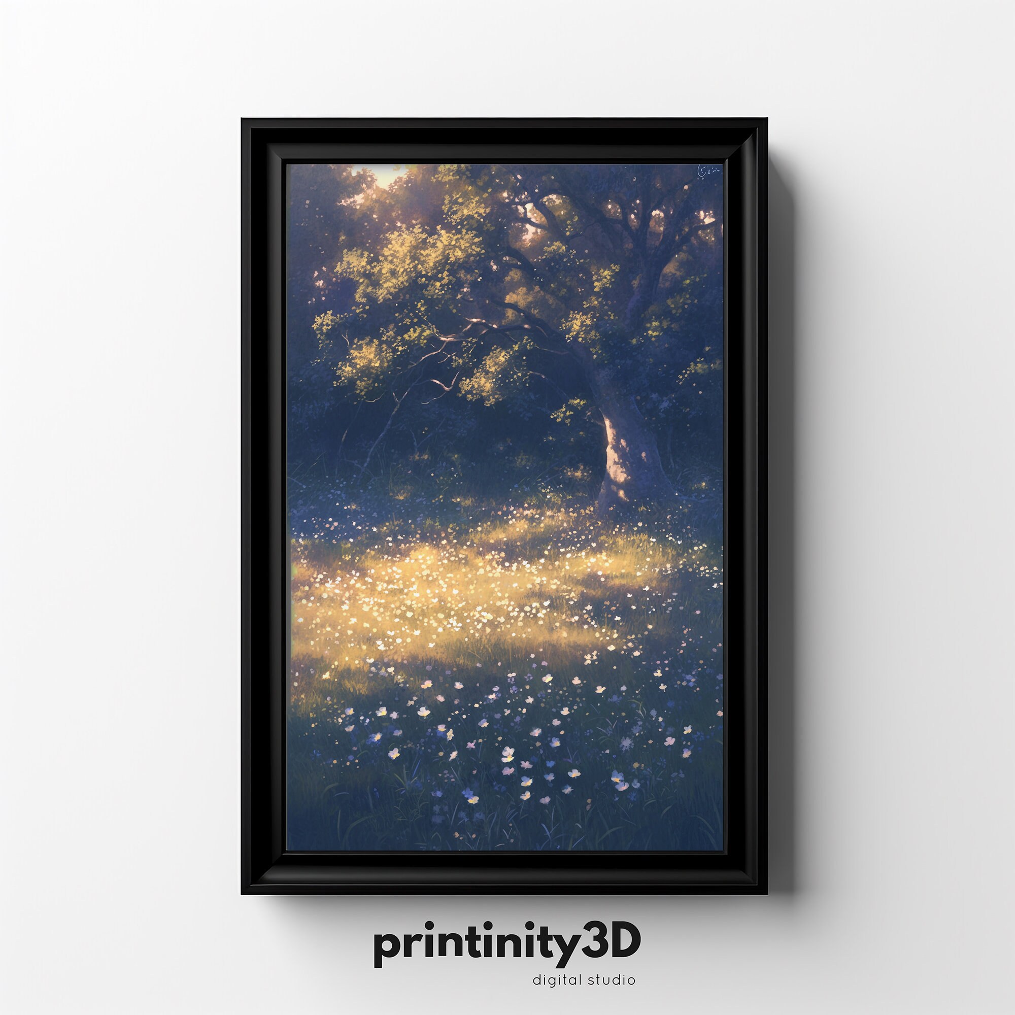 Muted Pastel Daisy Field Printable Downloadable Painting for a Vintage ...