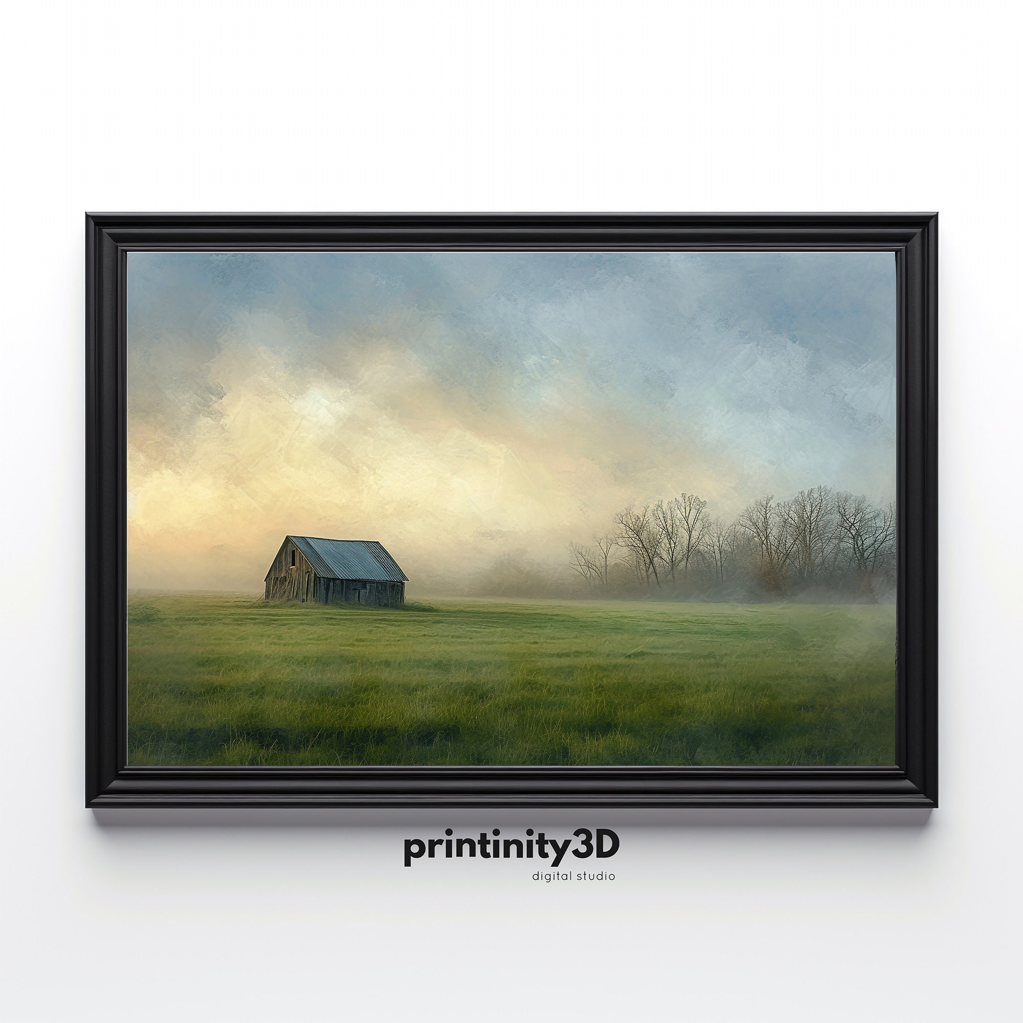 Printable Rustic Barn Artwork Vintage Farmhouse Oil Painting Aesthetic ...