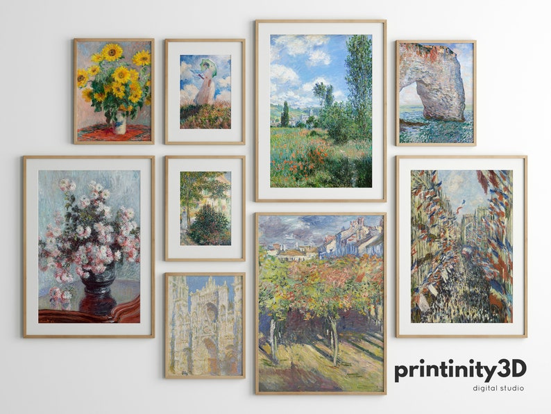 Claude Monet 9 Art Prints Selection, Eclectic Gallery Set of 9 ...