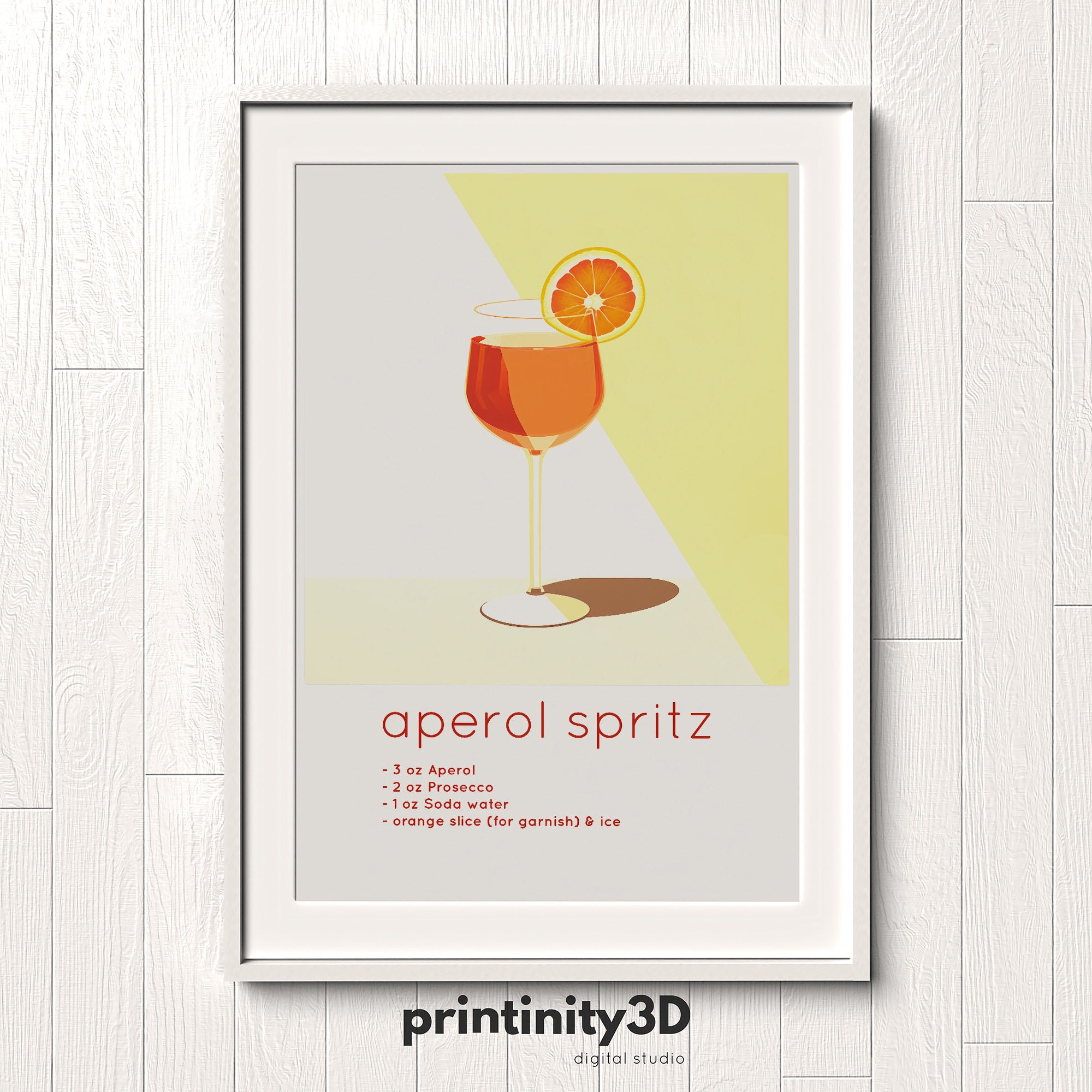 Aperol Spritz Cocktail Print, Bar Drinks Recipee Posters, Barman Wall ...