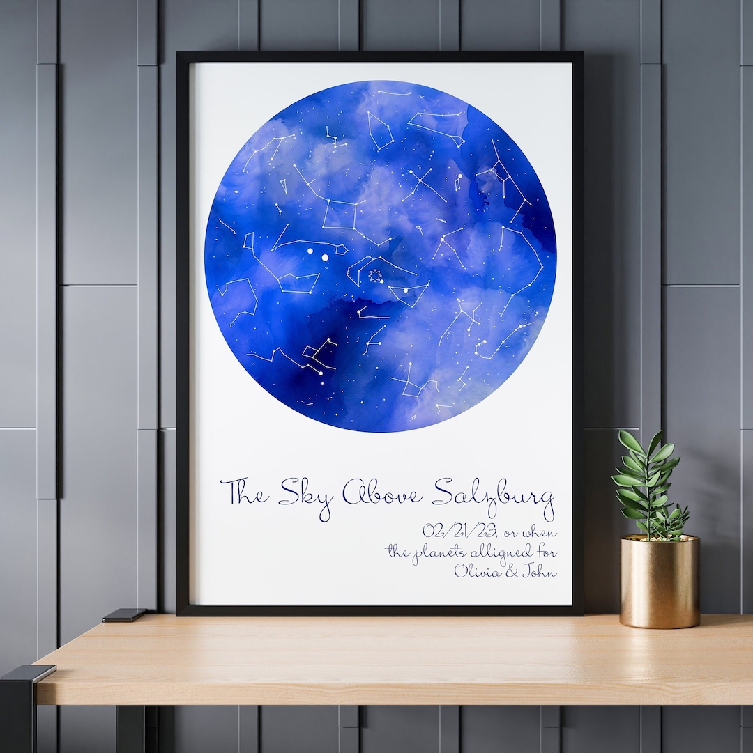 Custom Star Map Print, Personalizable Location Instant Download, Any ...