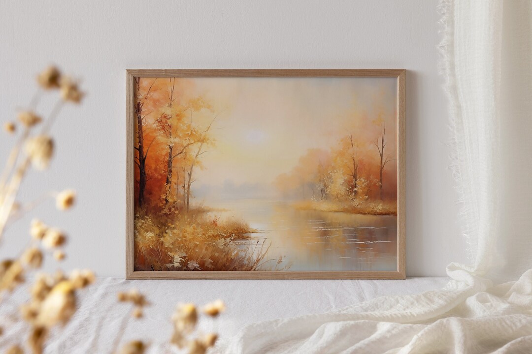 Morning Mist Oil Painting, Autumn Fog Vapors Wall Art, Countryside ...