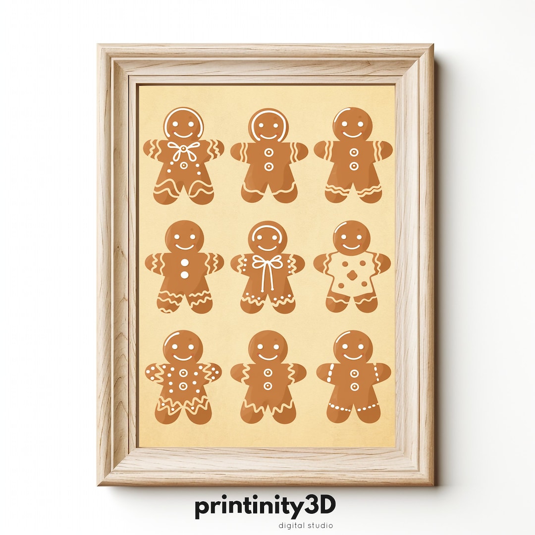 Gingerbread Cookies Wall Art Print, Modern Christmas Wall Art ...
