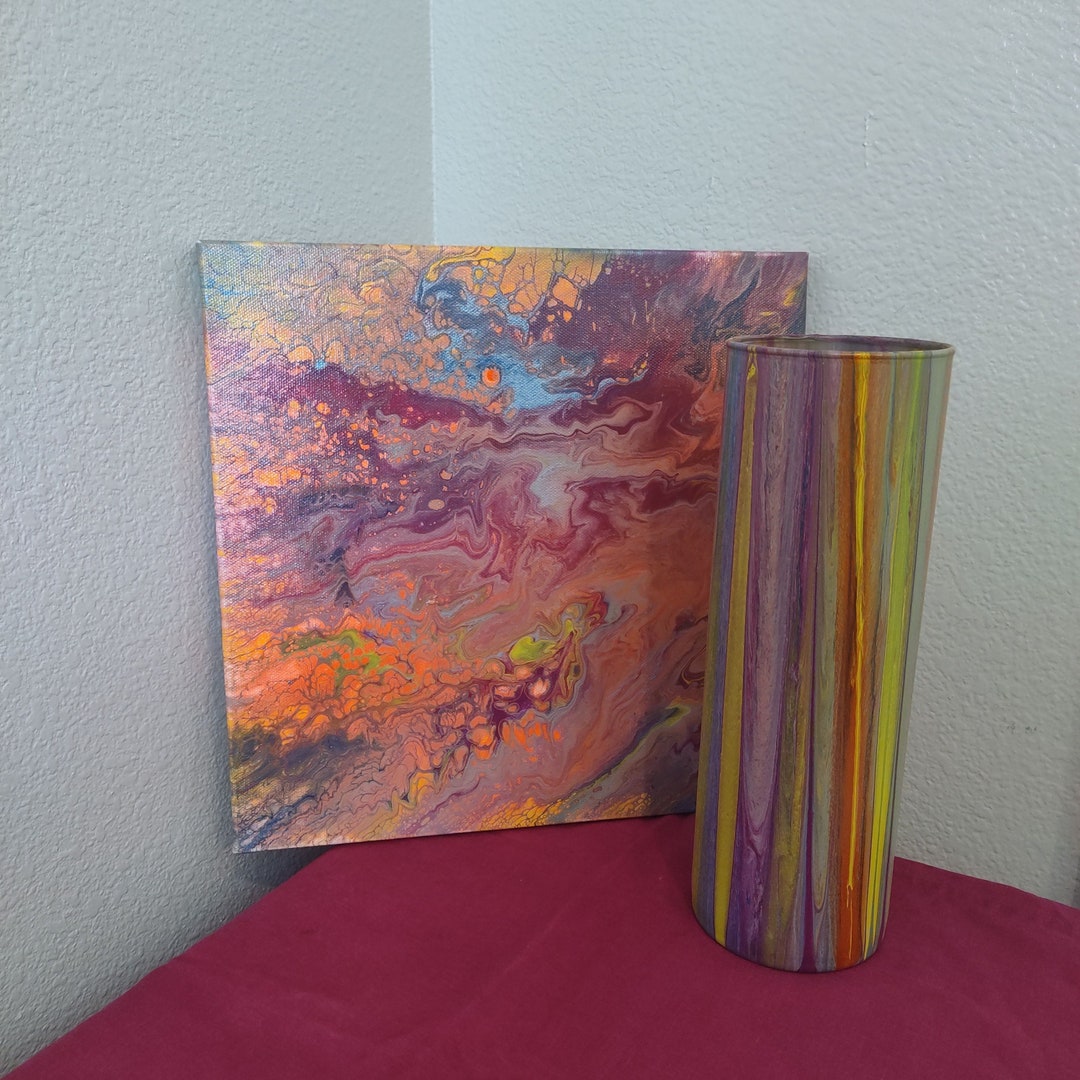 Matching Bright Painting (12x12 Inch) and Vase (10.5 Inch) - Etsy