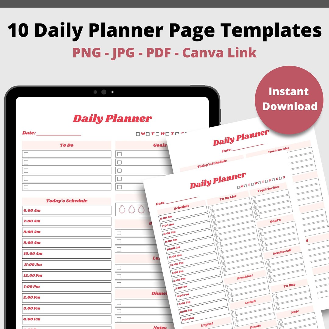 10 Digital Daily Planner Template Pages Digital or Printable Comes in ...