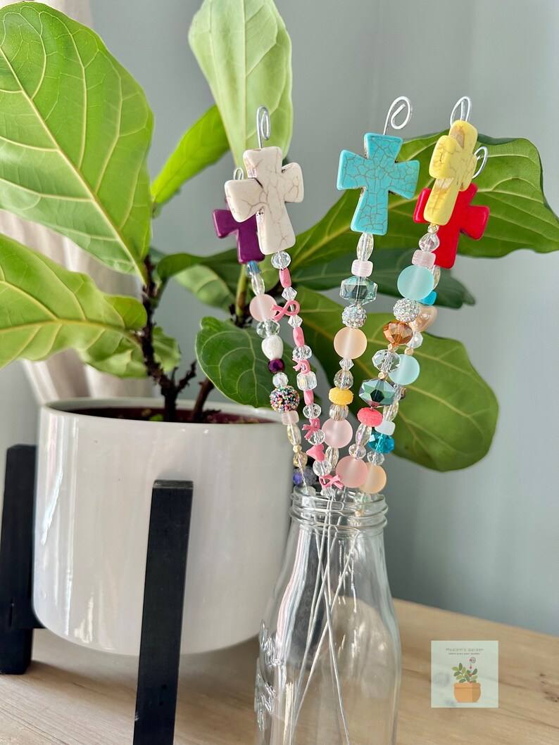 14 In. Sun Catcher Cross Garden Stakes, Cross Plant Gift, Fairy Garden ...