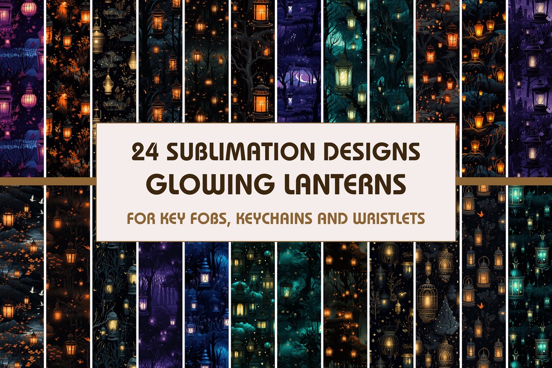 24 Glowing Lanterns Key Fob Sublimation Key Fob Wristlet - Etsy