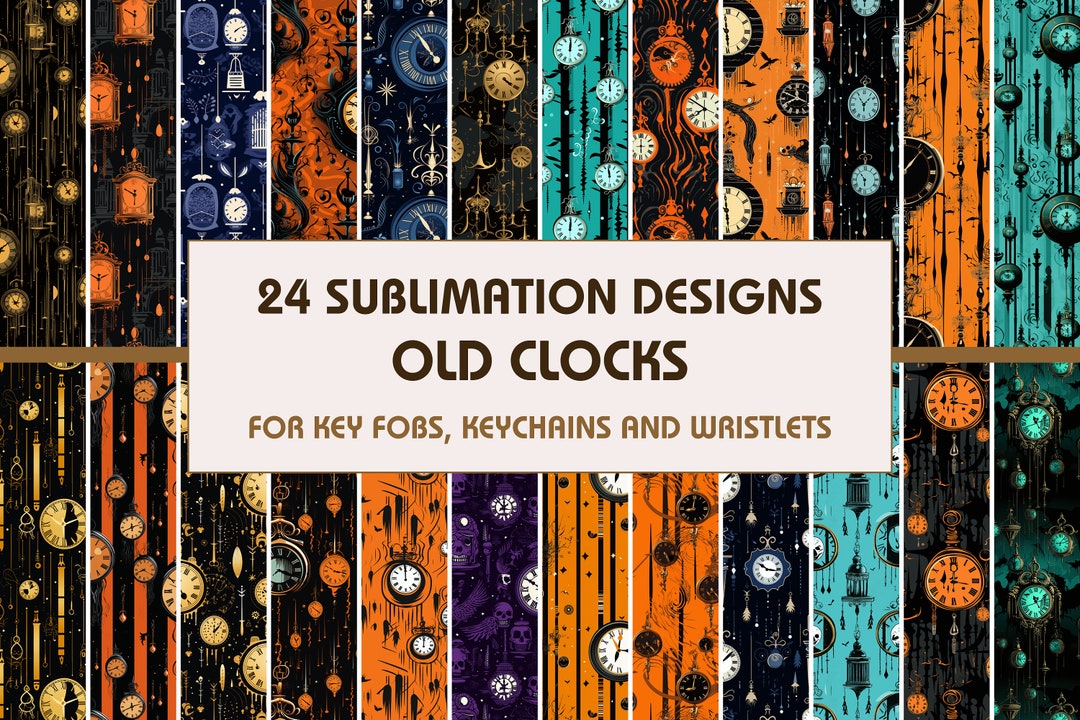 24 Old Clocks Key Fob Sublimation Key Fob Wristlet Bundle - Etsy