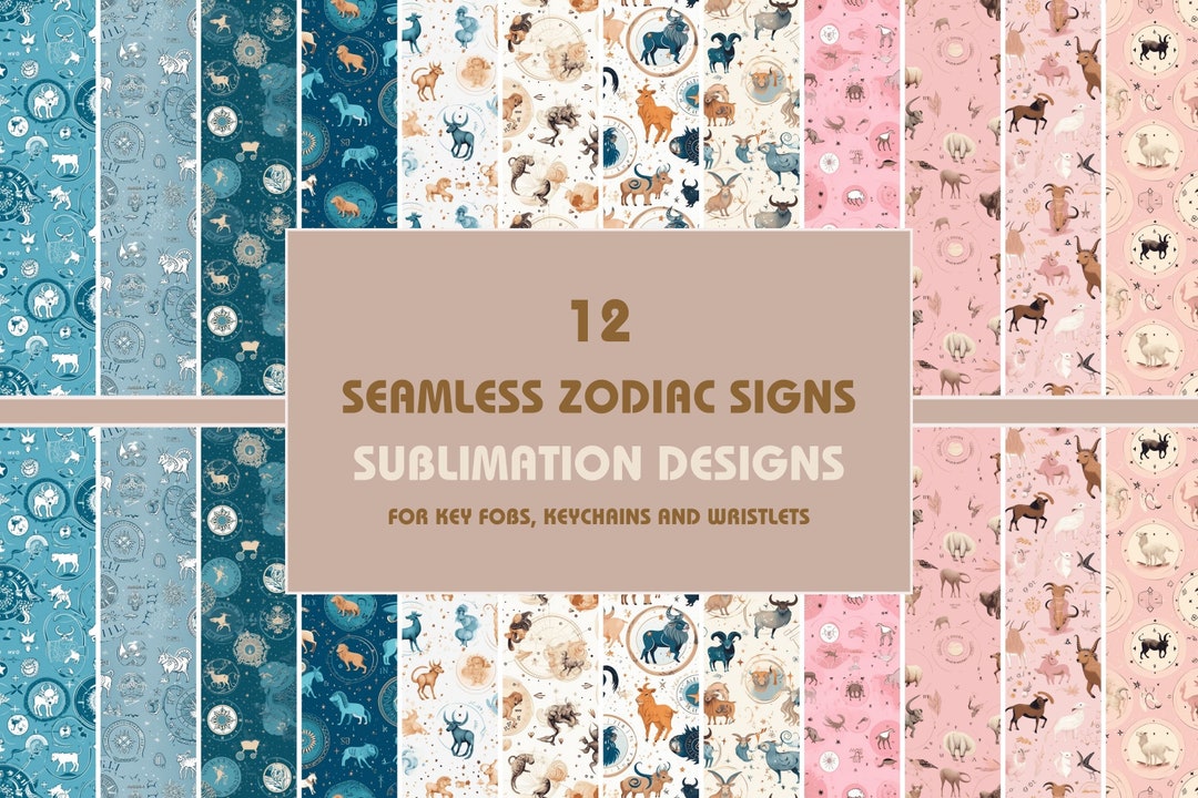Zodiac Signs Key Fob Sublimation, Key Fob Wristlet Bundle, Key Fob ...