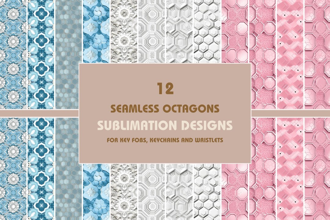 Octagon Patterns for Key Fob Sublimation, Key Fob Wristlet Bundle, Key ...
